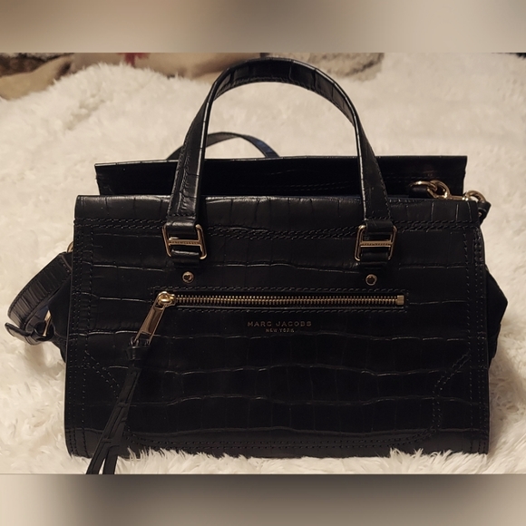 Marc Jacobs | Bags | New Marc Jacobs Large Black Leather Croc Embossed ...